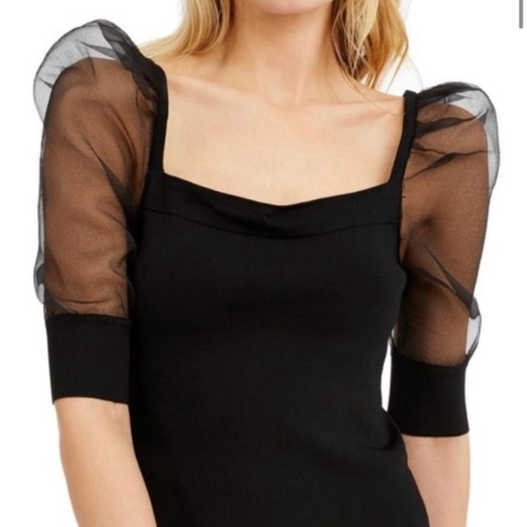 Bar III | Tops | Bar Iii Elegant Black Holiday Sheer Puff Sleeve Sleeve ...
